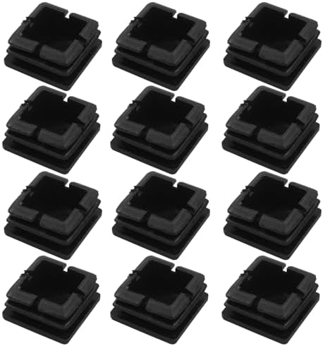 Bonsicoky 12 Pack 1" Square Plastic Plugs, Black Tubing End Caps Plugs ...