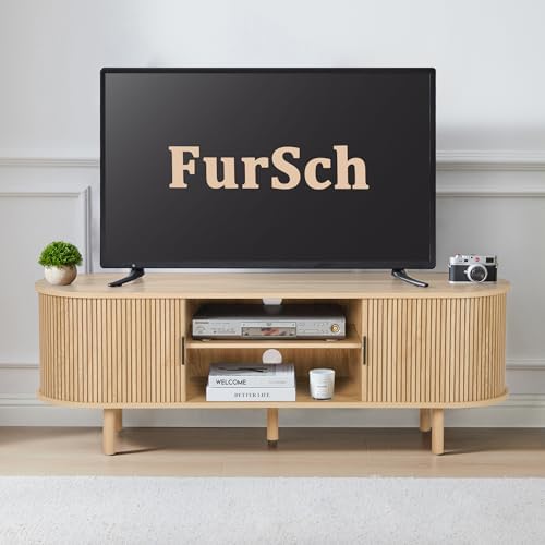 Amazon.com: FurSch 54" Tambour Door TV Stand,Wood Mid Century Modern TV ...