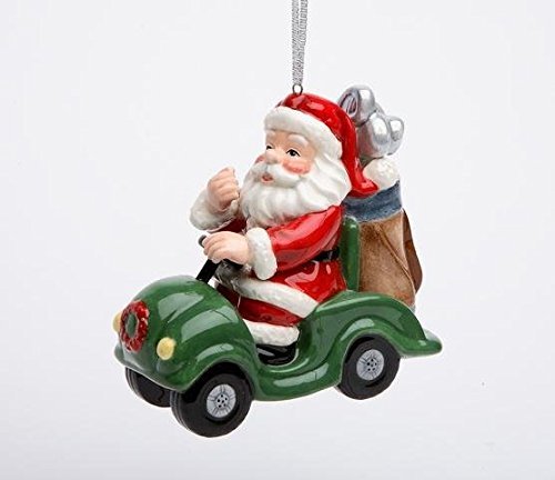 Amazon.com: Fine Ceramic Golfing Santa Driving Golf Cart Christmas Tree ...