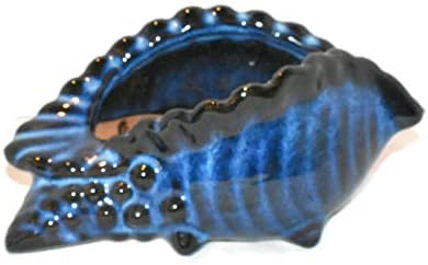 Amazon.com : New 7" Cobalt Blue Conch Shell Reactive Glaze Planter ...