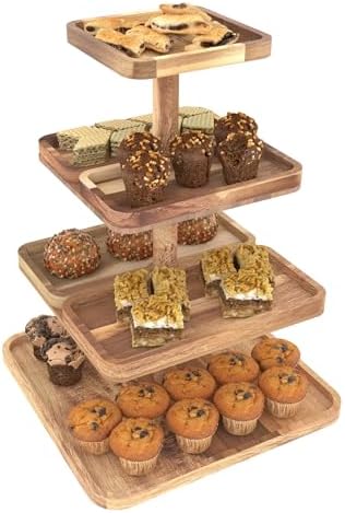 Amazon.com | Tiered Tray Stand Space-Saving Modern and Rustic 3 Tier ...
