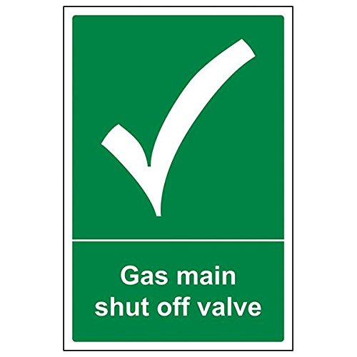 V Safety 23012AU-S'Gas Main Shut Off Control Valve' Sign, 200 mm x 300 ...