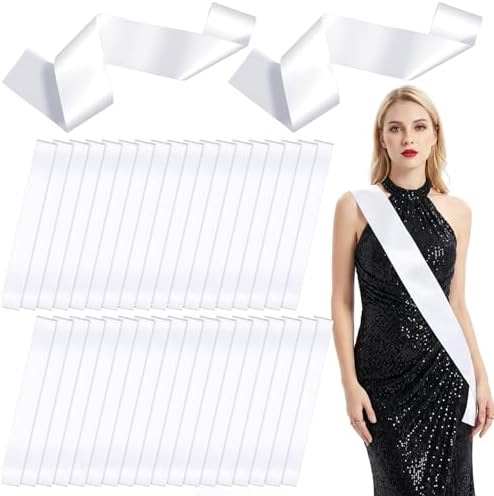 Amazon.com: AOZUO 48 Pcs Satin Sash for Pageants, Blank White Sashes ...