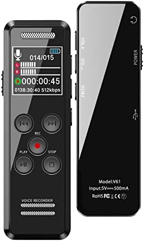 Amazon.com: QZTELECTRONIC Digital Voice Recorder with Playback, 64GB ...