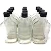 Amazon.com | 375 ml (12.7 oz) Glass Flask Liquor Bottle with Black Caps ...