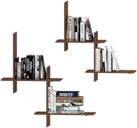 Amazon.com: Mazjoaru Book Shelf for Wall Set of 2, Modern Hanging ...