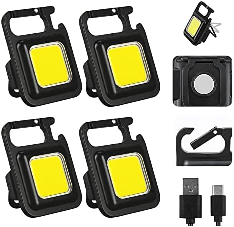 4 x Mini LED Work Light, COB Rechargeable Inspection Lights, Mini Torch ...