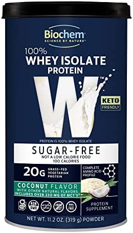 Amazon.com: Biochem 100% Whey Isolate Protein Powder, 11.2oz, Sugar ...