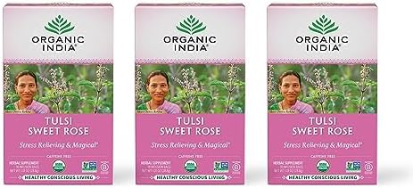 Amazon.com : ORGANIC INDIA Tulsi Sweet Rose Herbal Tea - Holy Basil ...