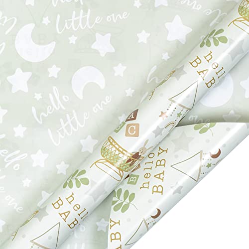 Snapklik.com : LeZakaa Reversible Baby Shower Wrapping Paper - Baby ...