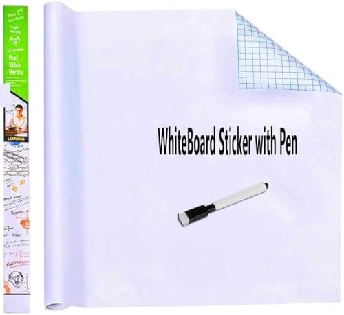 NAITIK CREATION White Board Sticker for Wall with 1 Marker for School ...