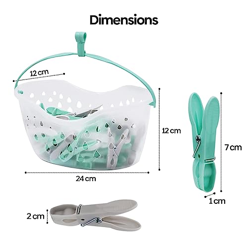 Flatro 36 Pegs for Washing Line with Hanging Basket | Heavy Duty ...