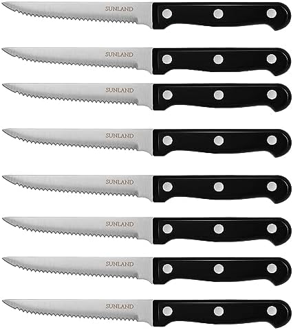 Amazon.com: SUNALND Steak Knives Set of 8,Micro Serrated Edge Full Tang ...