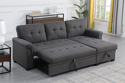 Snapklik.com : FAVSH 84 L-Shape Convertible Sleeper Sectional Sofa