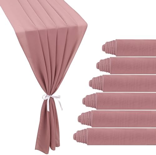 Amazon.com: 6 Pack 10Ft Dusty Rose Chiffon Table Runner 29x120 Inches ...