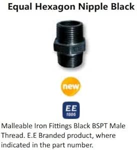 Amazon.com: 2 BSPT X 2 BSPT BLK EQUAL HEX NIPPLE : Everything Else