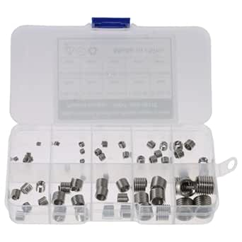 SHUATI 60pcs Thread Insert Kit, 304 Stainless Steel 10 Size Wire Screw ...