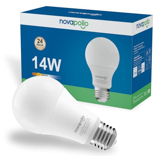novapollo A19 LED Light Bulbs,100 Watt Equivalent LED Bulbs,E26 ...