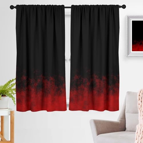 Amazon.com: Coxila Red Black Window Curtains for Bedroom 42 x 84 Inch ...