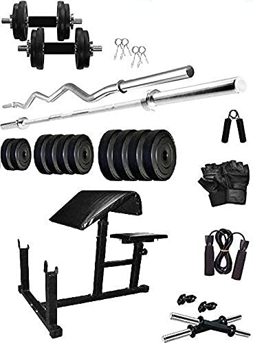 Body Maxx 45Kg Home Gym Set Combo 90 Preacher Bicep Bench : Amazon.in ...