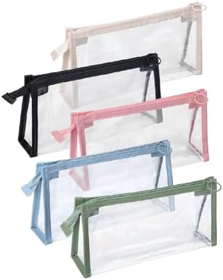 Wzenclave 5 Pcs Clear PVC Pencil Case with Zipper, Waterproof & Durable ...