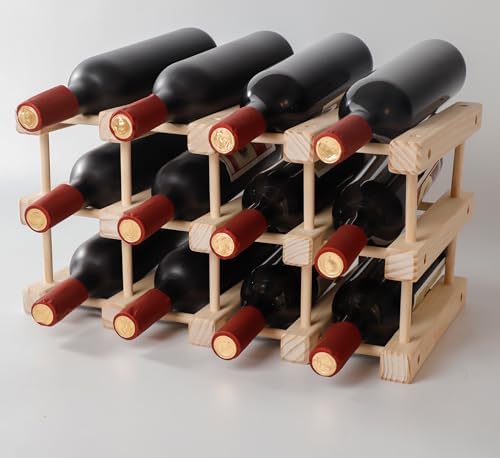 Amazon.com: QiYueZaiYe Countertop Wine Rack, 12 Bottles Wooden ...