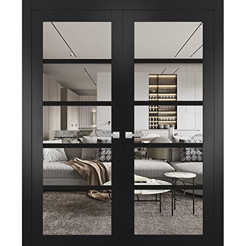 SARTODOORS Solid Interior French Double Doors 60 x 80 inches | Quadro ...