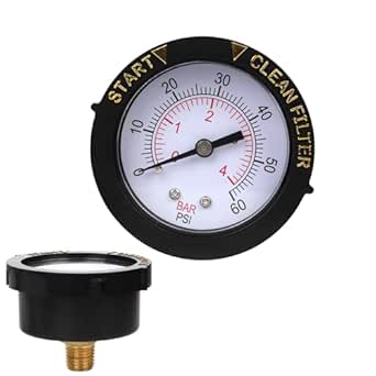 0-60PSI Pool Filter Pressure Gauge, 1/4 NPT Back Mount Waterproof Clean ...