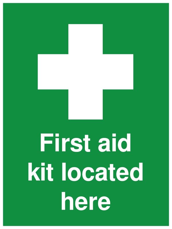 Rubigo First Aid Kit Sticker Located Here Safety Sign - Signs of Safety ...