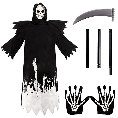 Pianocean Grim Reaper Costume Kids, Grim Reaper Halloween Costume With ...