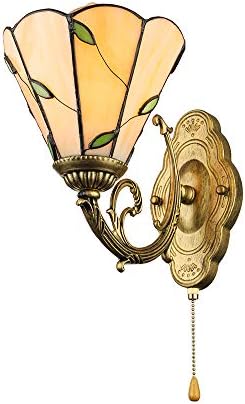 LITFAD Tiffany Style Leaf Wall Sconce Amber Glass Wall Lamp Single ...