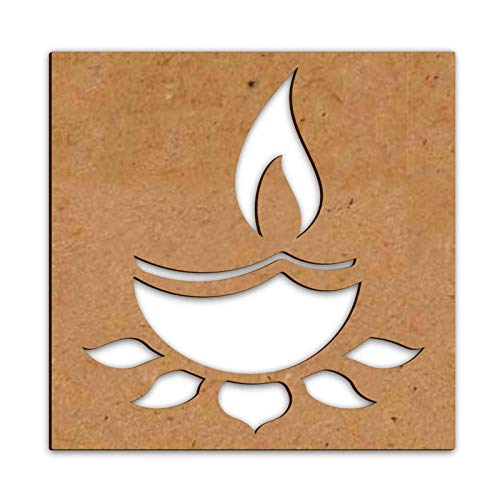 Buy kreats Diya Design Diwali Rangoli Wooden Stencil for Diwali ...
