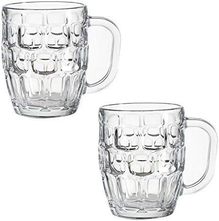 Classic Beer Pint Style Mugs Glass Pot Old Pub Bar Style Tankard Handle ...