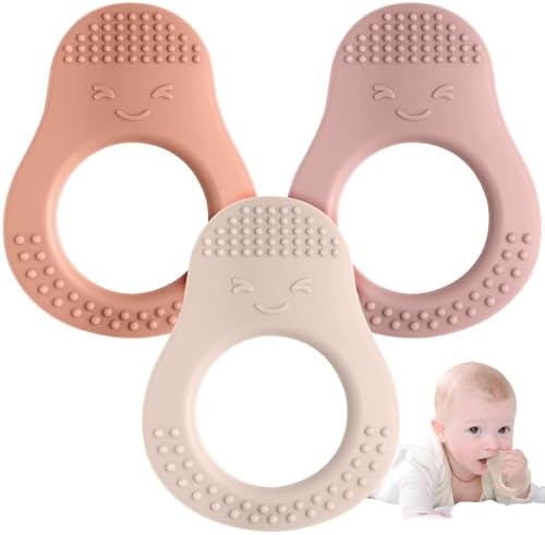 Amazon.com : Eascrozn 3 Pack Baby Teething Toys, Food Grade Silicone ...