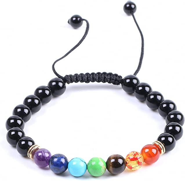 Buy Gypsie 7 Chakra Bracelet Healing Balance Prayer Natural Stone Beads ...