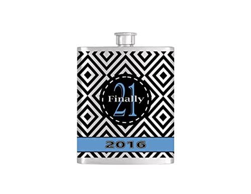 Amazon.com: Diamond Pattern Denim Blue Finally 21 Flask By Bottoms Up ...