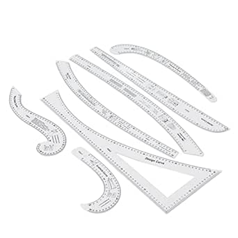 Amazon.com: 7Pcs Fashion Clear Metric Sewing Ruler Set, French Curve ...