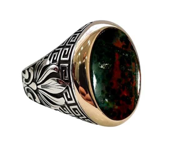 Amazon.com: Natural Bloodstone 925 Silver Ring, Bloodstone Gemstone ...