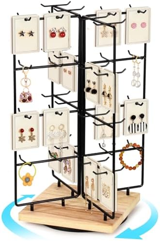 Ikee Design 18 Hooks Wood Board Jewelry Earring Display Stand with 2 ...