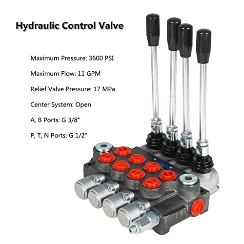 findmall Hydraulic Control Valve 4 Spool 11 GPM Standard Double Acting ...