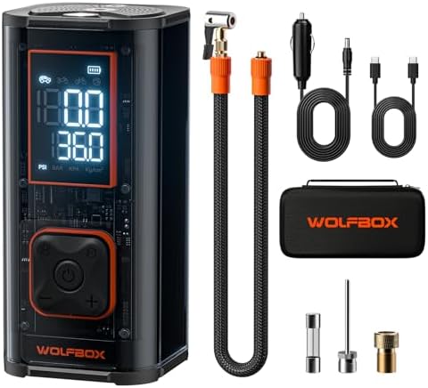 WOLFBOX 12000mAh&150PSI Heavy Duty Tire Inflator Portable Air ...