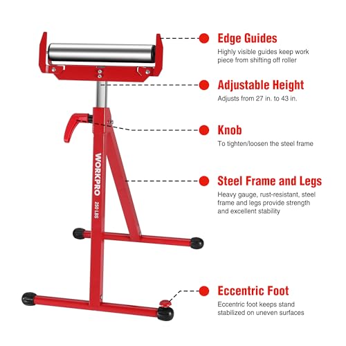 Snapklik.com : WORKPRO Folding Roller Stand Height Adjustable
