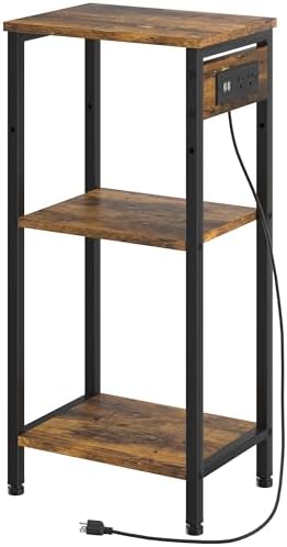 Amazon.com: Asgolion Tall End Table with Charging Station, 3 Tier ...