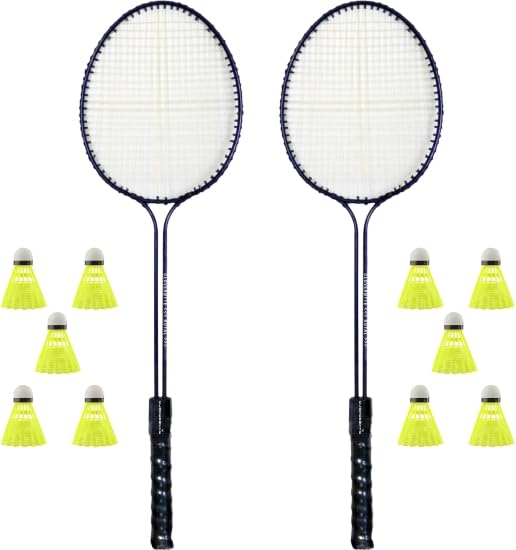 Buy CLOVERBYTE Double Shaft Badminton Set of 2 Piece Racquet with 10 ...