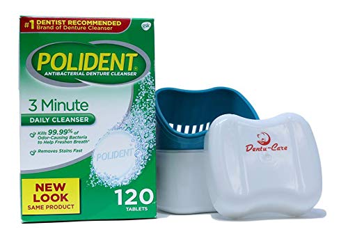 Amazon.com : Polident 3 Minute Denture Cleaner 120 Tablets in ...