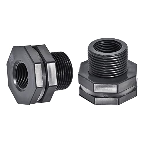 M METERXITY 2 Pack PVC Bulkhead Fitting – Double Threaded Bulkhead ...