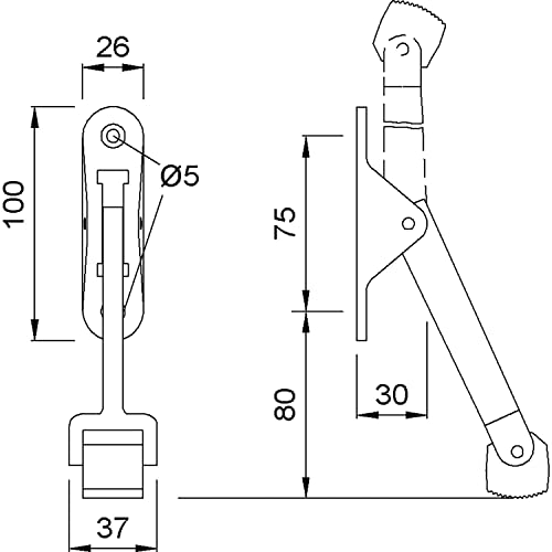 KWS 106002 Silver Folding Lever Door Lock with Black Rubber Painted ...