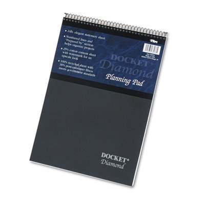 Docket Diamond Top-Wire Planning Pad, Lgl Rule, 8-1/2 x 11-3/4, White ...