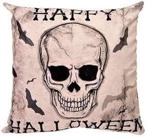 Amazon.com: Fun World 18" Happy Halloween Skull Pillow Cover Standard ...