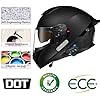 CNNGU Flip-Up-Helm Motorrad-Bluetooth-Helm Vollvisierhelm, Modularer Flip-Typ Doppel ...